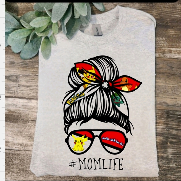 Gildan | Tops | Pokmon Mom Shirt Messy Bun Cute Mama Pikachu | Poshmark